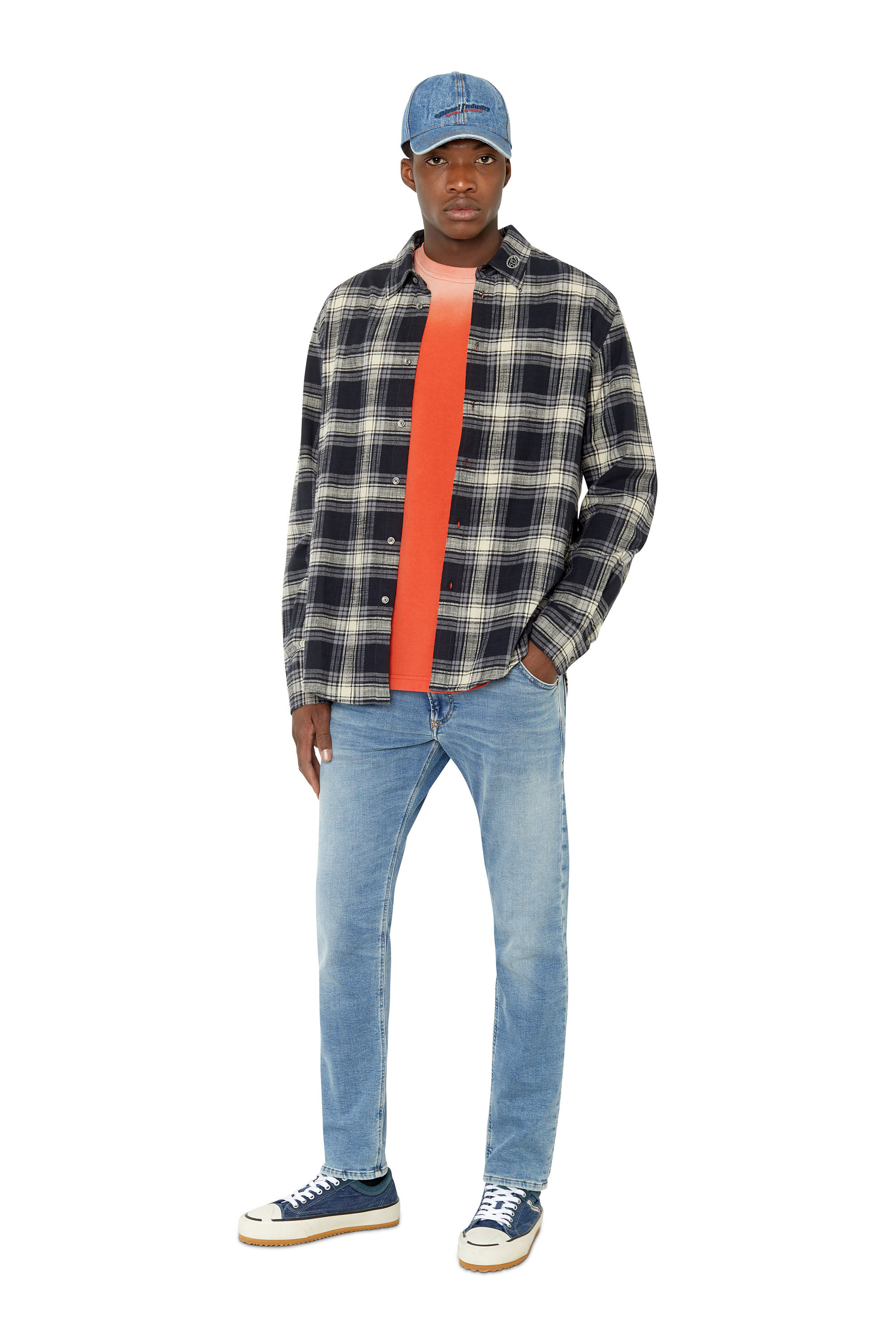 S-UMBE-CHECK-NW Man: Checked shirt in slub flannel | Diesel S-UMBE-CHECK-NW Man: Checked shirt in slub flannel | Diesel