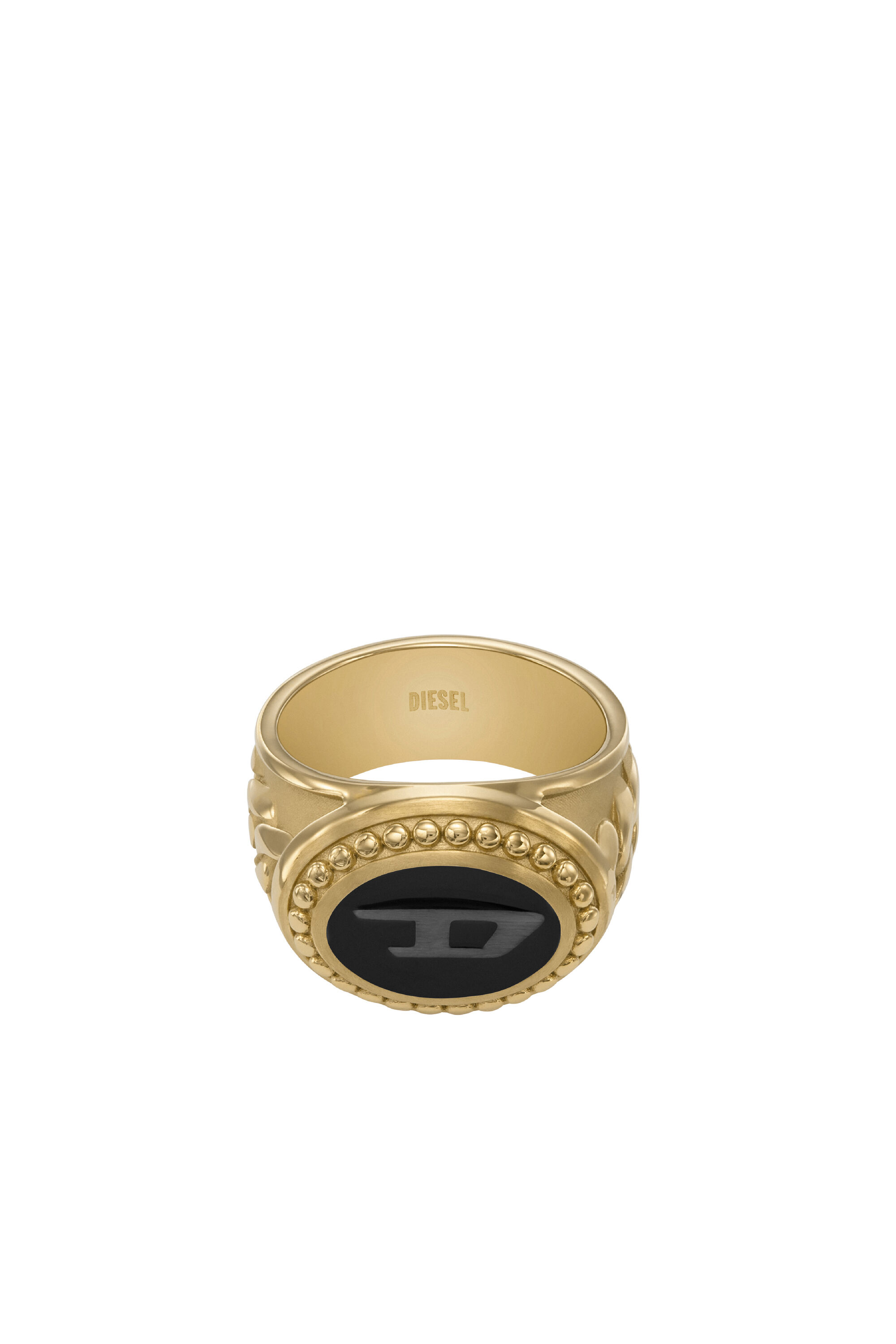 Men's Gold stainless steel signet ring | Gold | Diesel Men's Gold stainless steel signet ring | Gold | Diesel